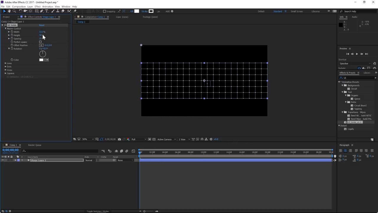 これは地味に超便利！！After Effects用グリッド作成プラグイン「UI Grids」！！ | CG GEEKS